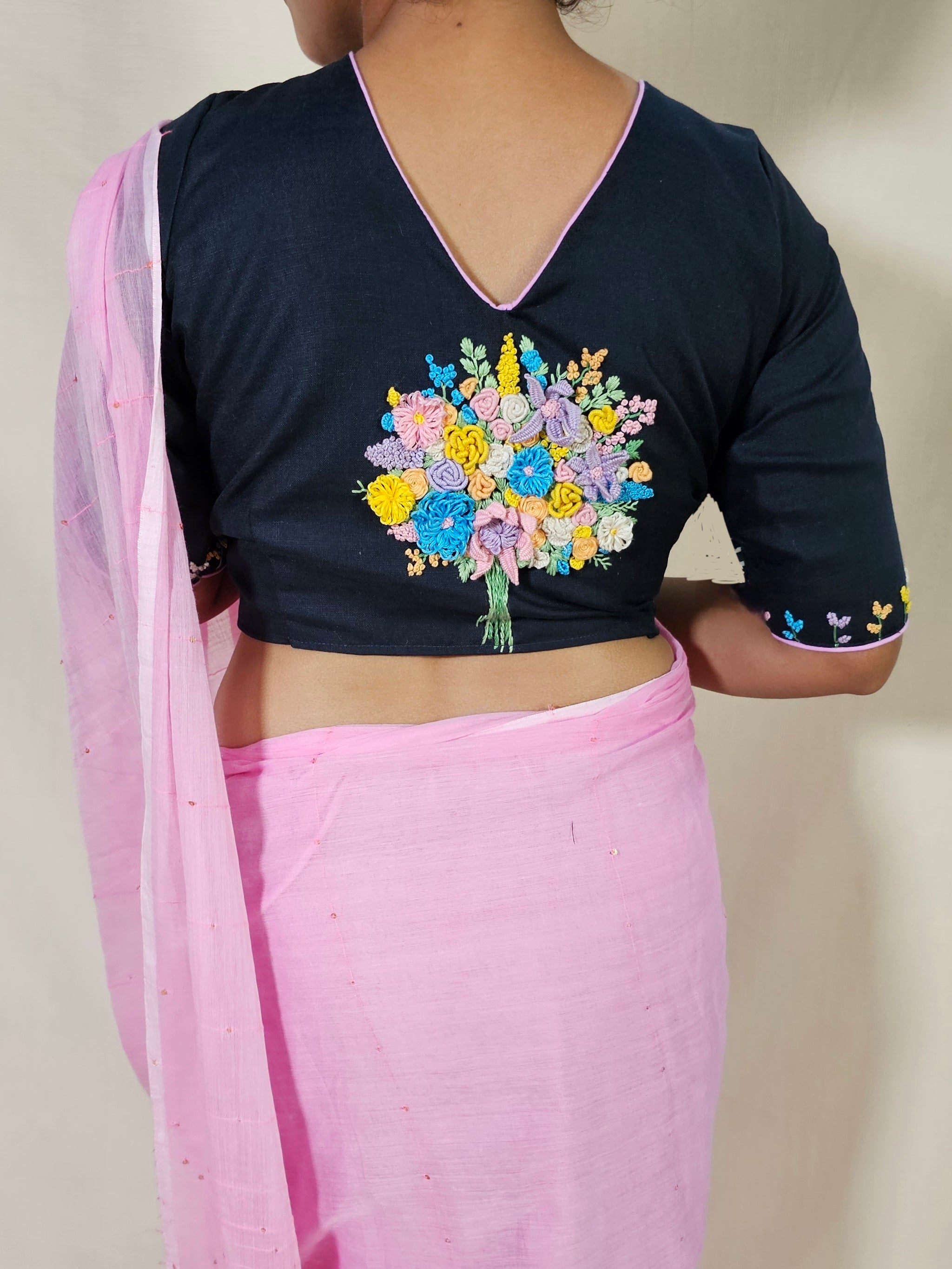 Designer blouses with 3D embroidery, hand embroidery, and appliqué ...